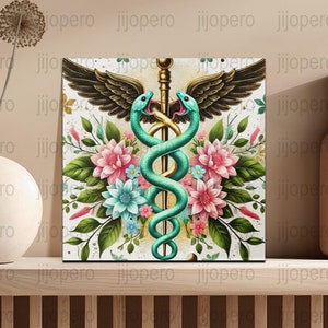 Nurse PNG, Caduceus Medical Symbol, Floral Design, Digital Clipart for ...