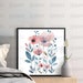 Floral Watercolor Art, Pink and Blue Flowers Digital Print, Beautiful ...