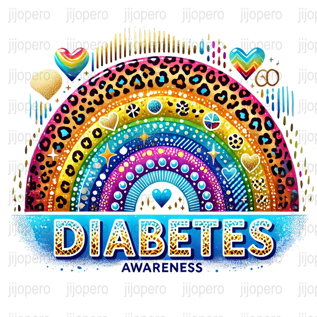 Diabetes Awareness PNG, Colorful Rainbow Pattern, Printable Art ...