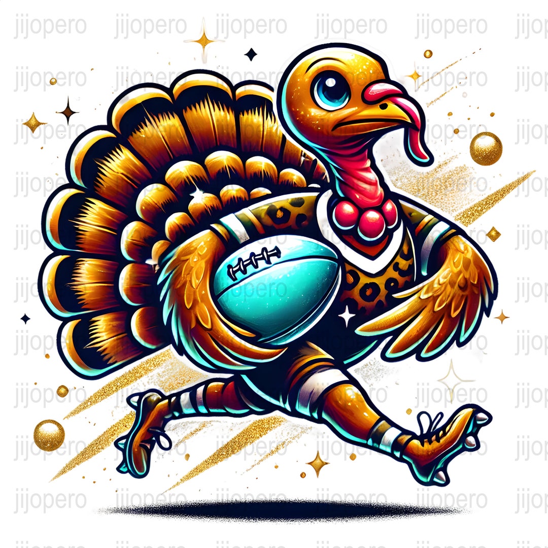 Thanksgiving Turkey PNG, Cartoon Turkey With Football, Sports ...