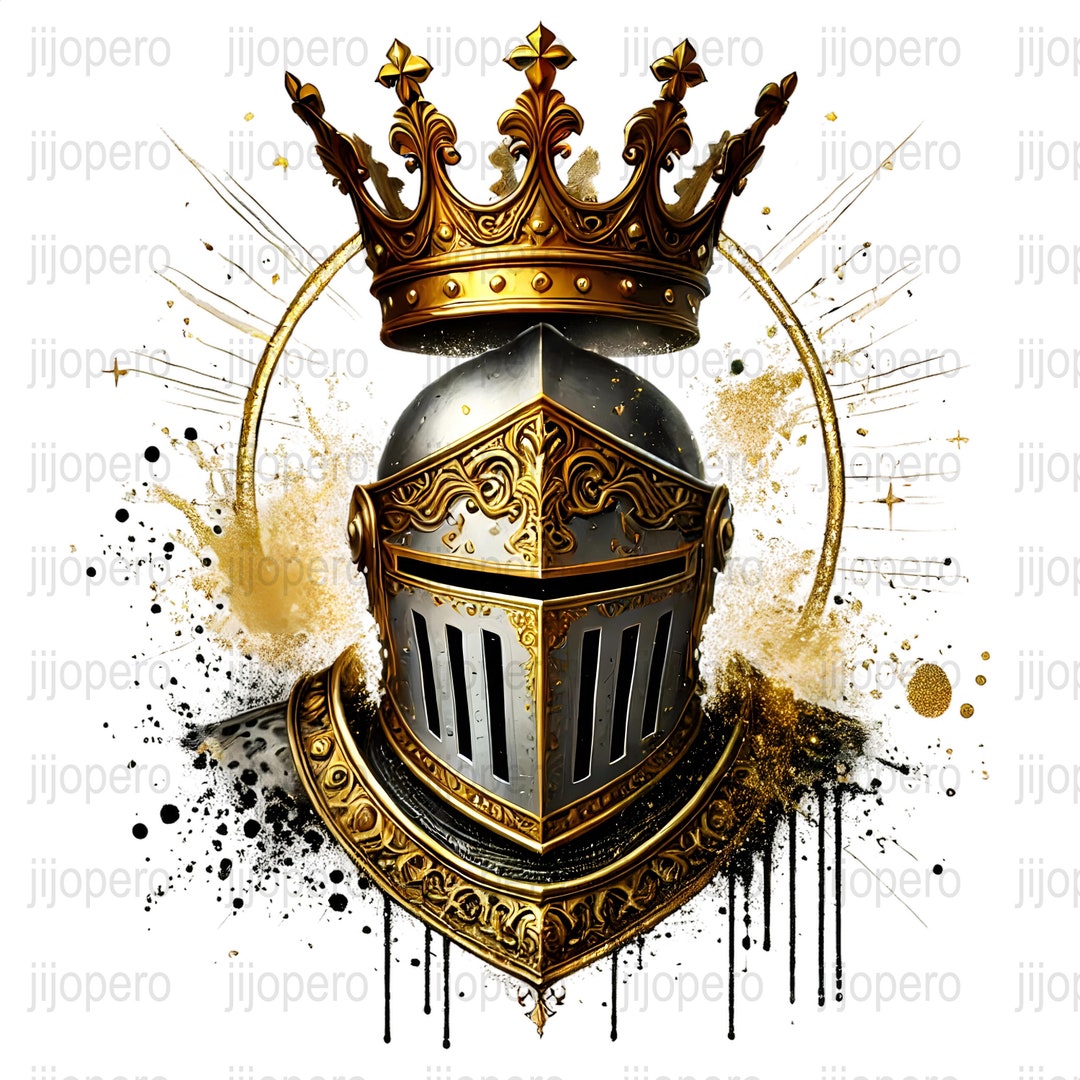 Digital Armor of God PNG, Knight Helmet Crown Print, Christian Wall Art ...