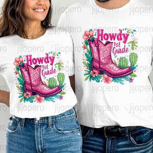 Png Howdy School, 1st Grade Cowboy Boot Art, Floral Cactus Design ...