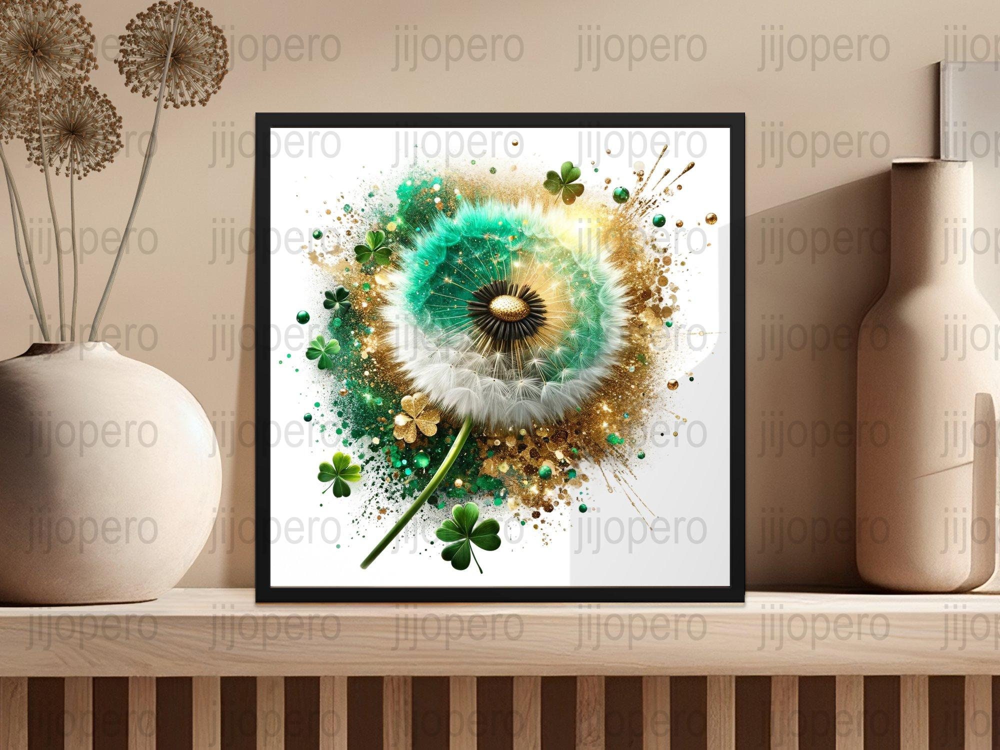 St. Patrick's Day PNG, Dandelion Clipart, Green Gold Digital Art, Irish ...