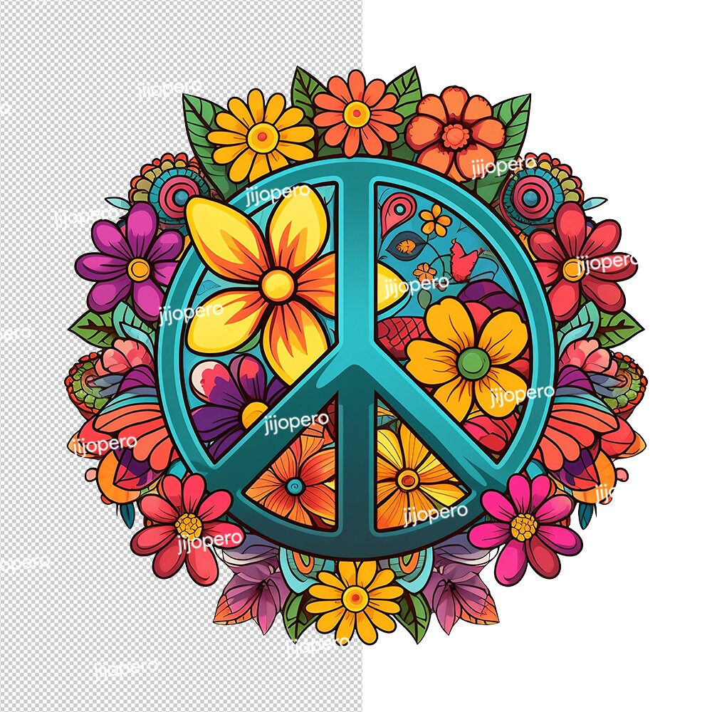 Hippie Flower Png Peace Sign Png Digital Download - Etsy