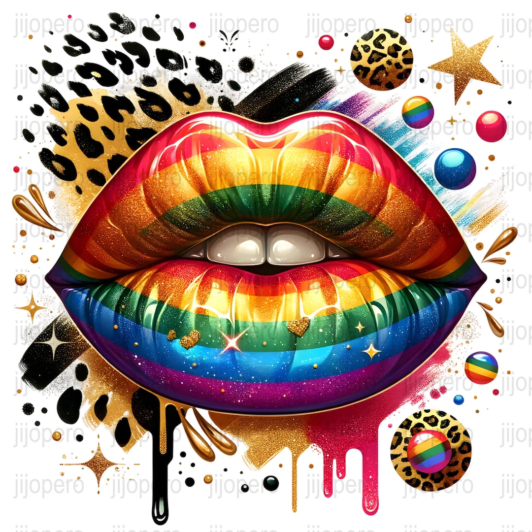 Pride Month PNG, Rainbow Lips Digital Art, Colorful LGBTQ Pride ...
