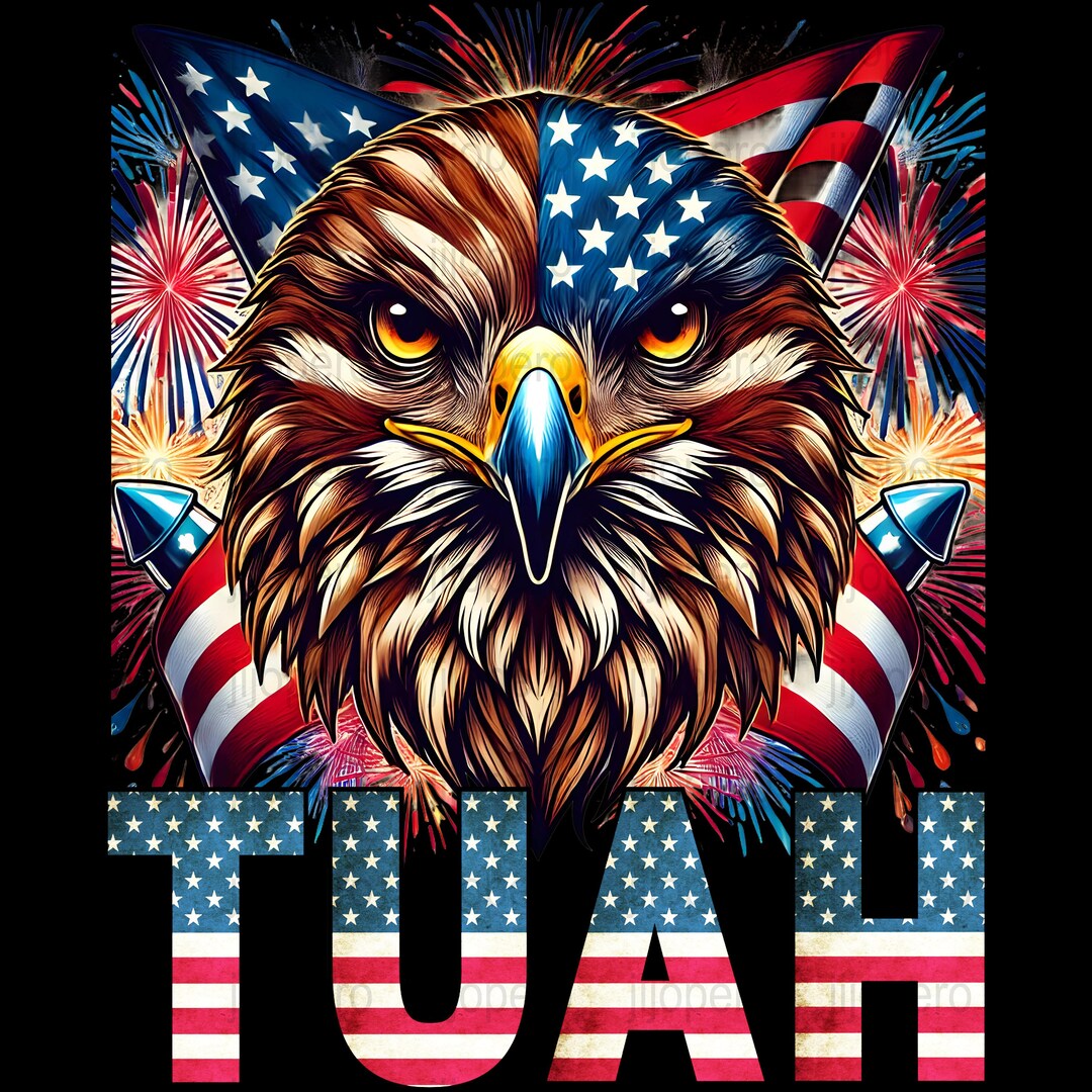Patriotic Hawk Tuah PNG, American Flag Eagle, 4th of July Digital Art ...