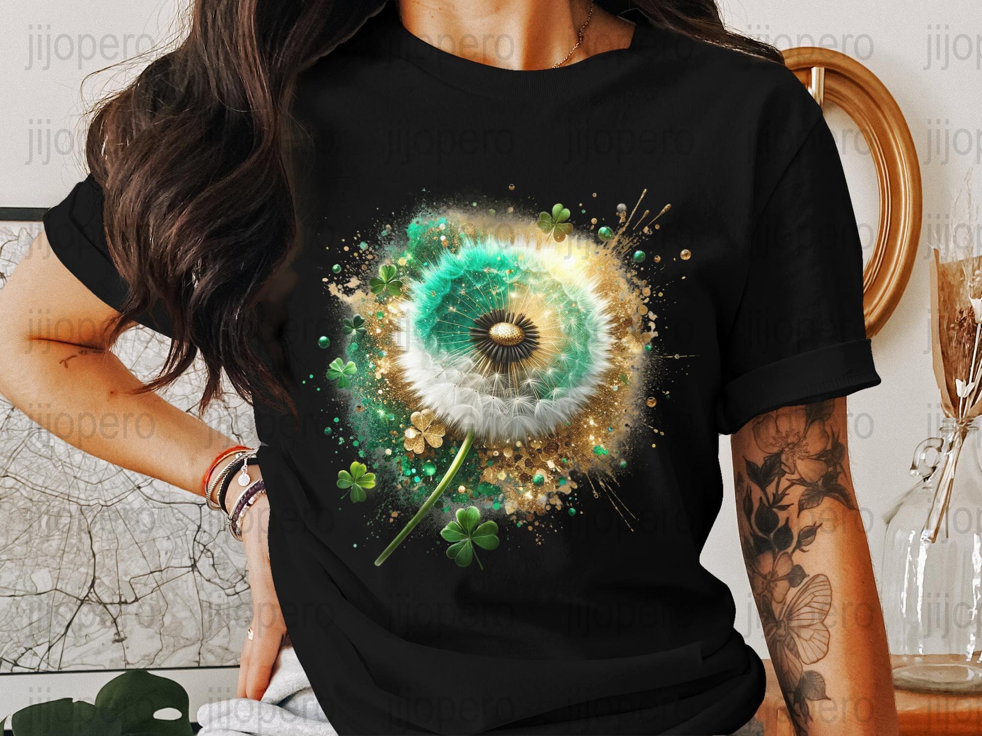 St. Patrick's Day PNG, Dandelion Clipart, Green Gold Digital Art, Irish ...