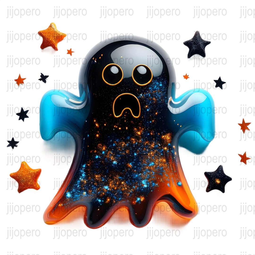 Slime Halloween PNG, Cute Ghost Digital Art, Spooky Starry Night ...