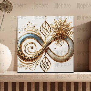 Golden Infinity Symbol Wedding Digital Art, Sparkling Floral Leopard ...