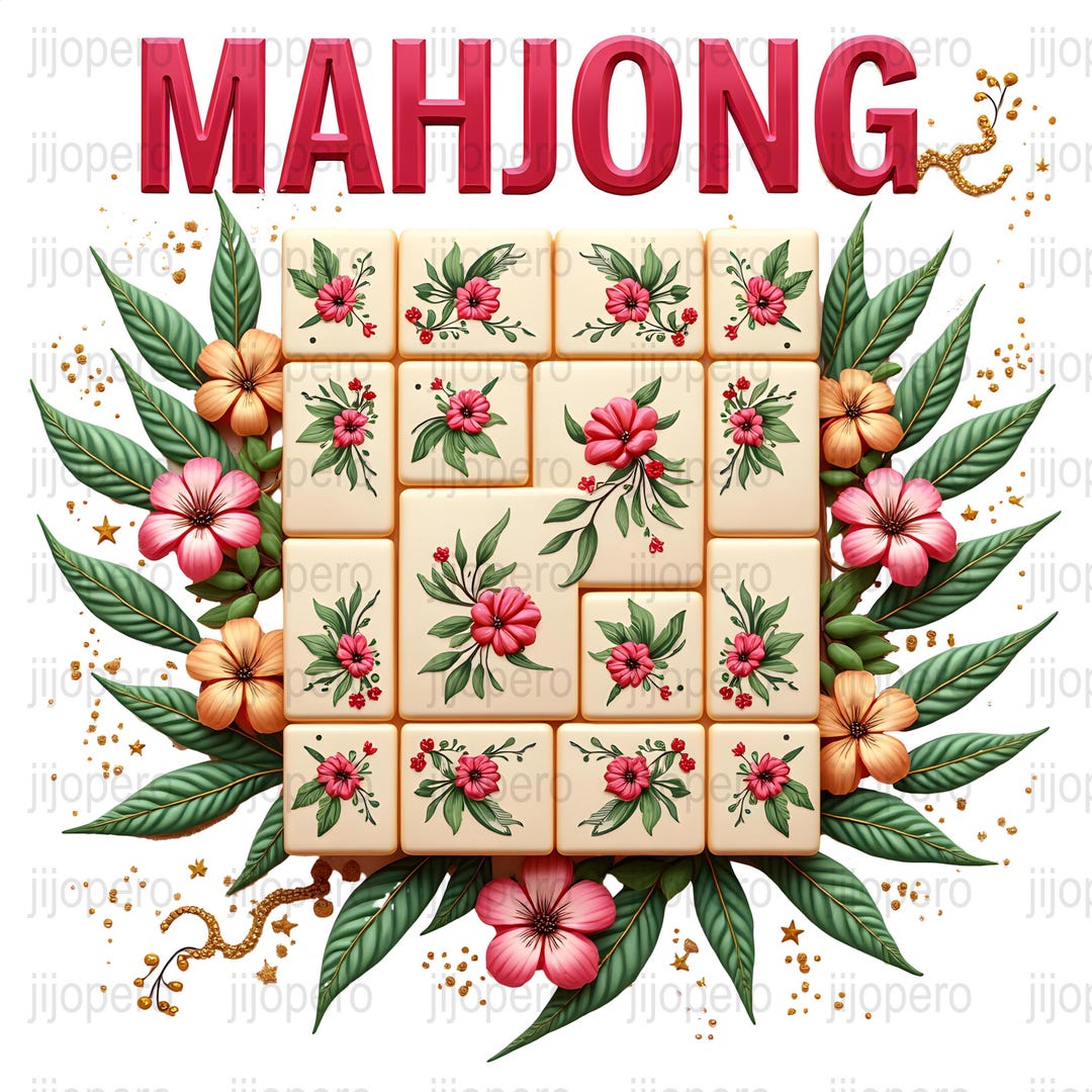Mahjong Tiles Clipart Floral Design Digital Download Printable Game ...