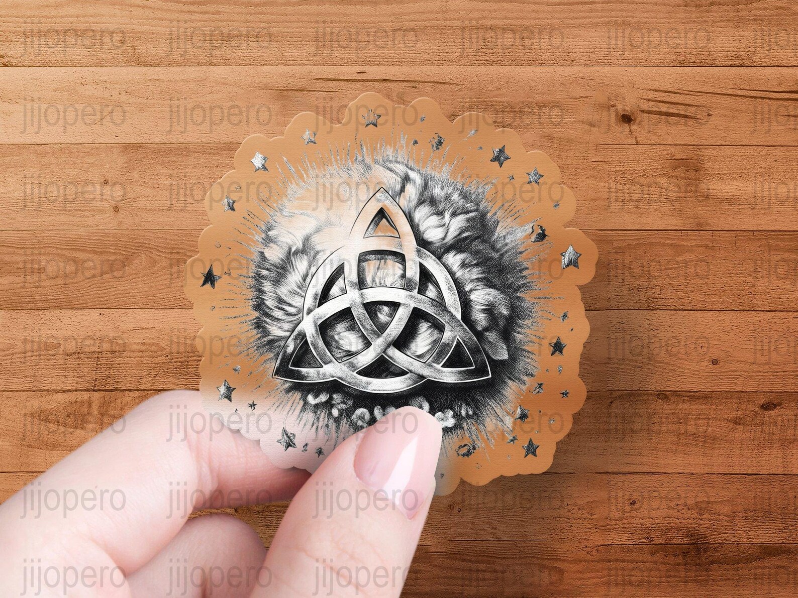 Celtic Triquetra Knot Digital Art, Mystical Pagan Symbol, Black and ...