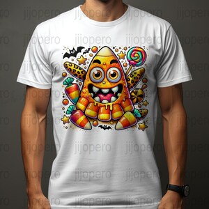 Halloween Candy Corn Monster Digital Art PNG, Colorful Spooky Printable ...