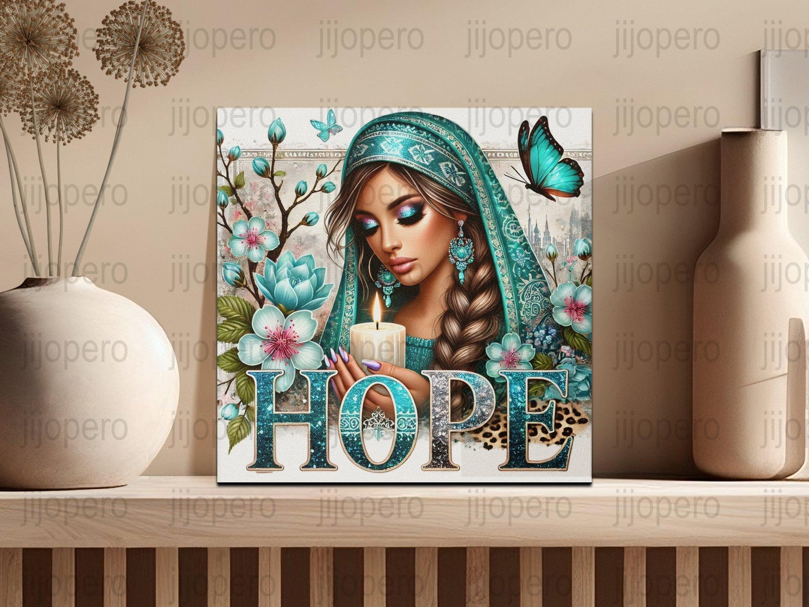 Digital Art PNG, Hope Themed Fantasy Woman With Candle and Butterfly ...