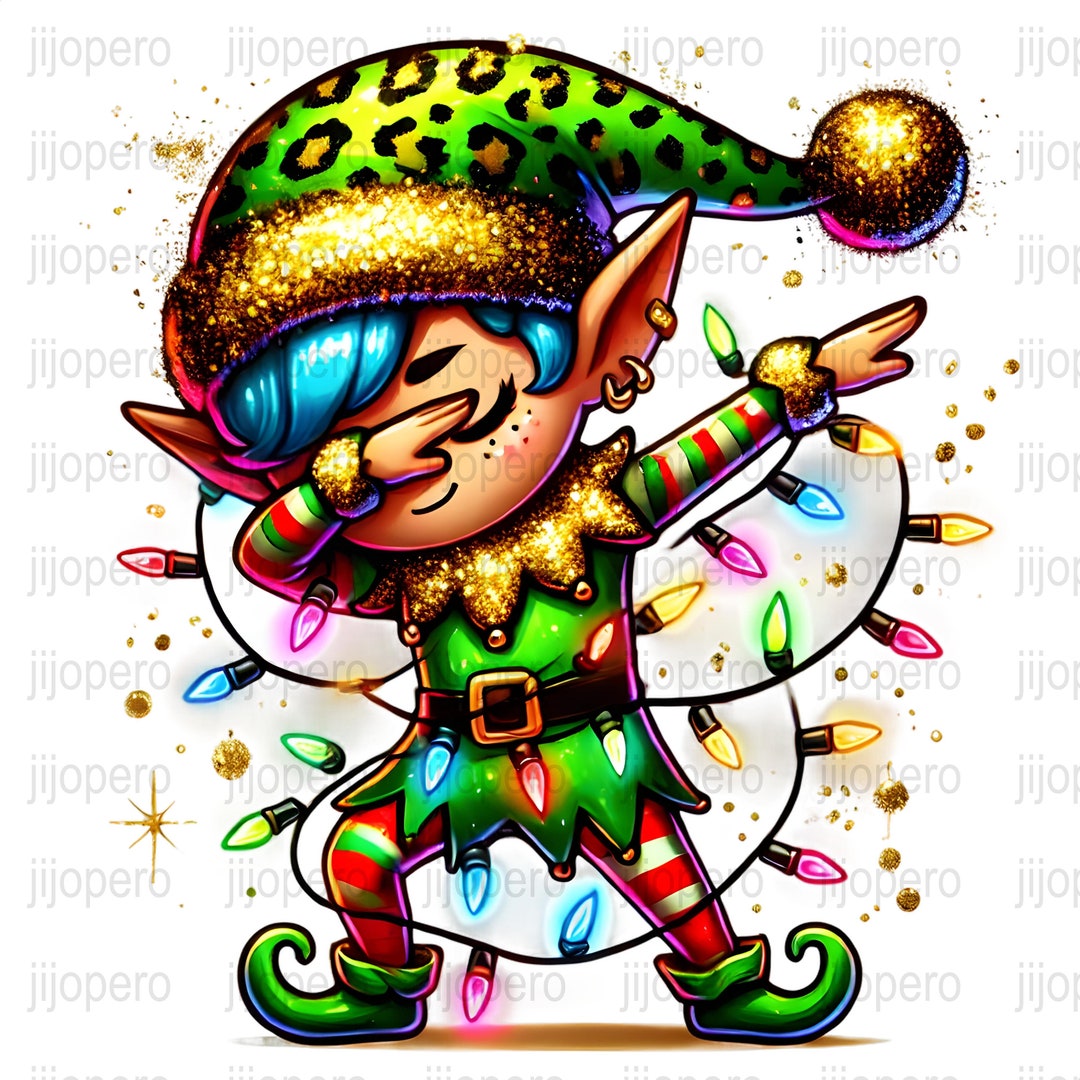 Funny Christmas Elf Digital Download, Holiday Dabbing Elf Art ...