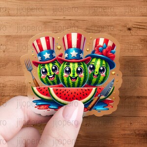 4th of July PNG, Patriotic Watermelon Cartoon, Summer BBQ Party ...