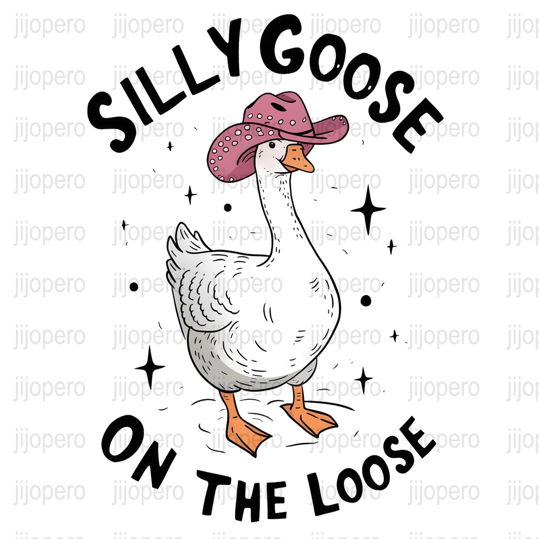 Silly Goose on the Loose Digital Art Print, Cute Goose Graphic PNG ...
