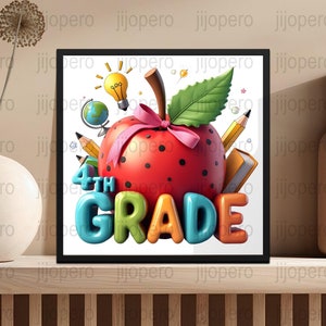 4th Grade Digital Download, PNG Back to School Art, Cute 4th Grade ...
