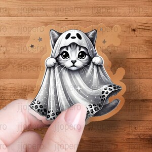 Halloween PNG Cute Ghost Cat Illustration, Adorable Kitten in Costume ...