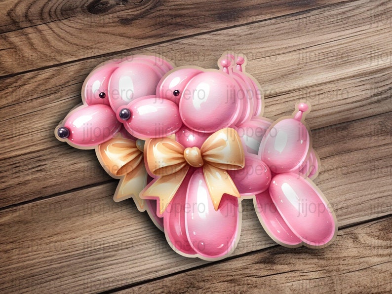 Pink Balloon Dog PNG, Digital Clipart for Birthday Party, Cute Animal ...