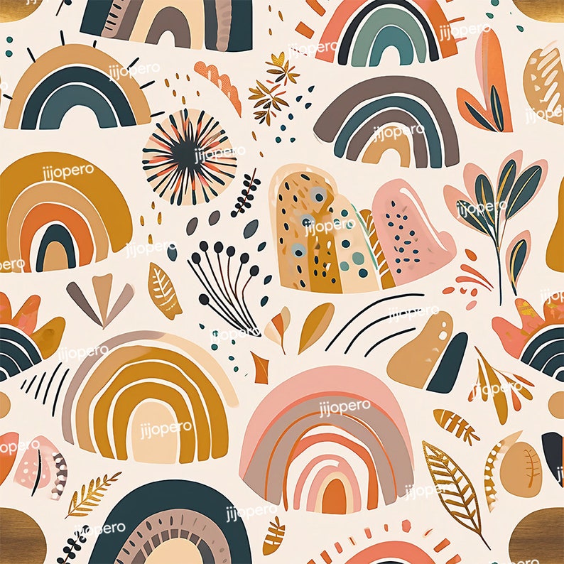 Boho Digital Paper Set Seamless Patterns, Prints, Backgrounds Bohemian ...