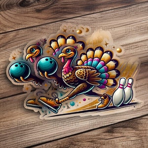 Thanksgiving Turkey PNG Bowling Clipart, Funny Retro Turkey Bowling ...
