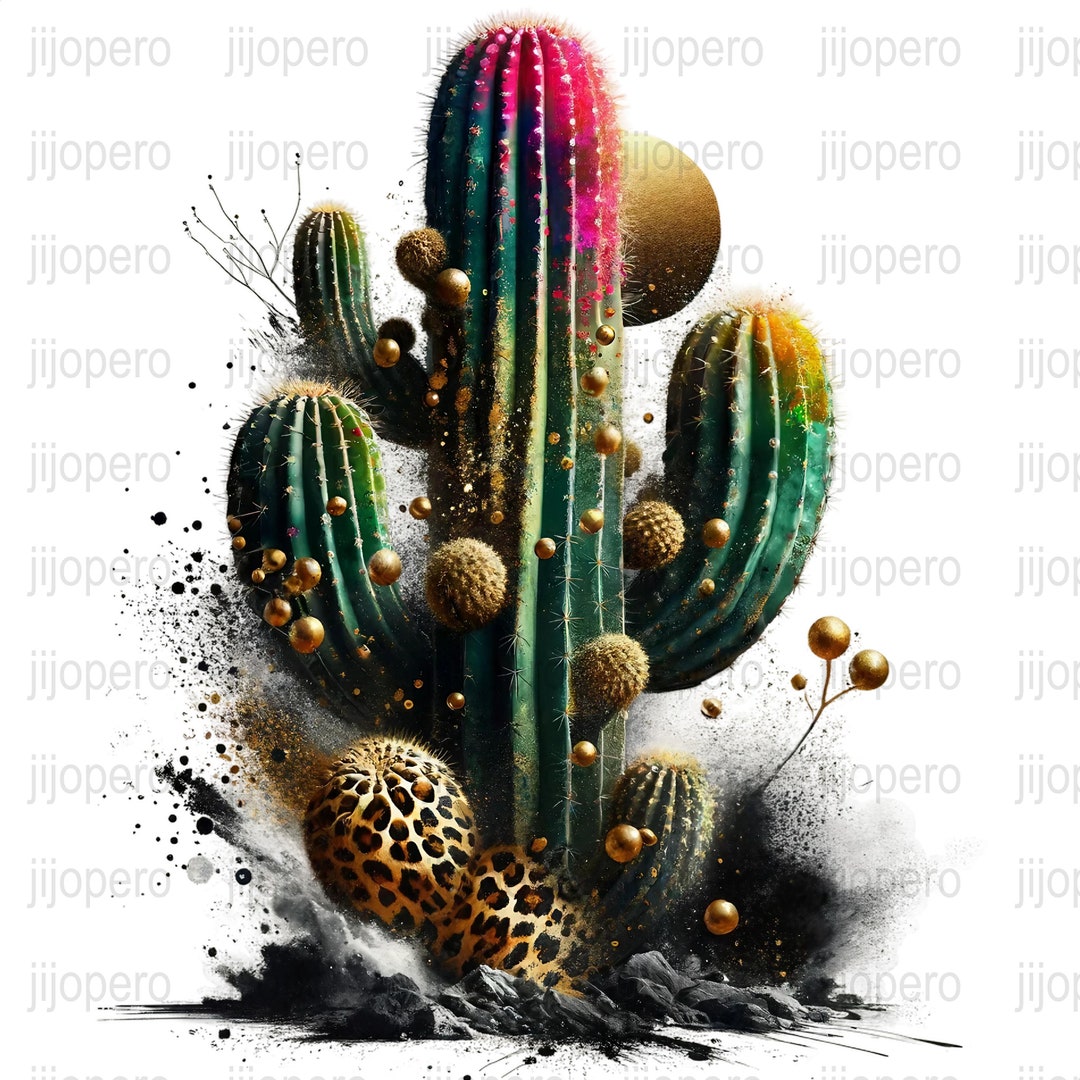 Colorful Cactus Watercolor Art, Desert Plant PNG, Digital Download ...