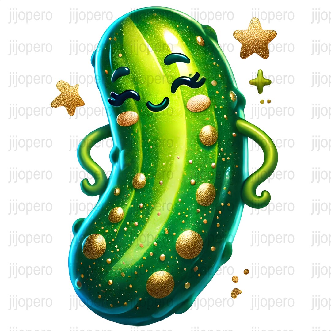 Cute Kawaii Pickle PNG Clipart, Adorable Smiling Pickle Digital ...