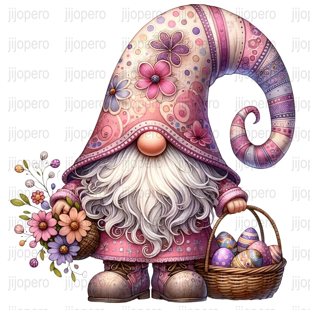 PNG Spring Gnome Digital Download, Easter Clipart, Garden Gnome With ...