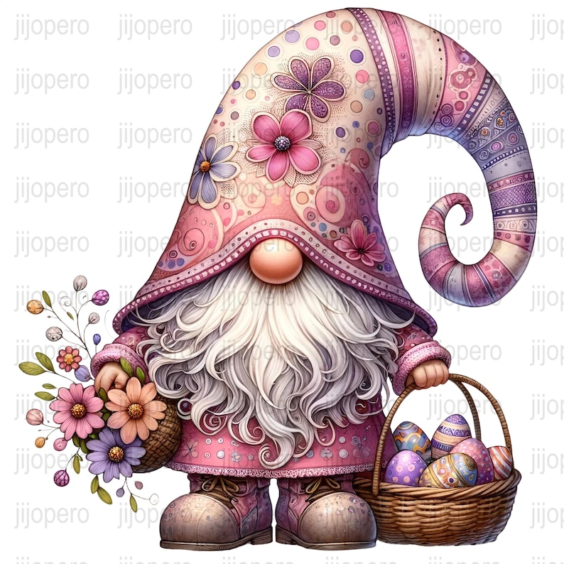 PNG Spring Gnome Digital Download, Easter Clipart, Garden Gnome With ...