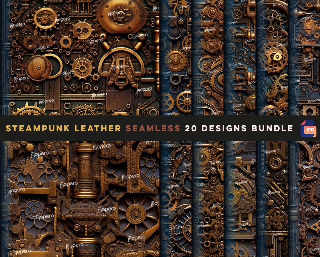 Steampunk Seamless Pattern Printable Paper 20 Designs Steampunk Digital ...