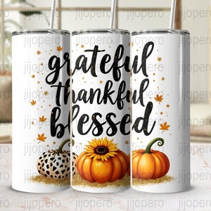 Grateful Thankful Blessed Fall Png, Autumn Pumpkin Digital Download ...