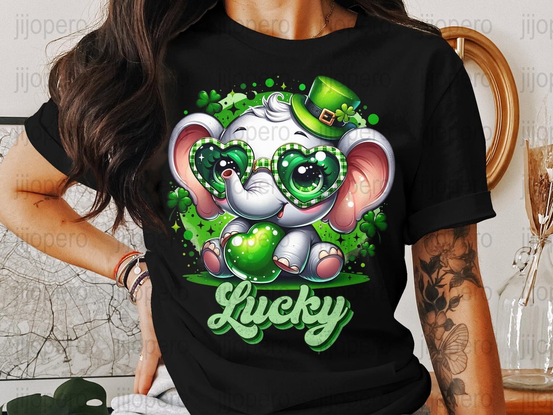 St. Patricks Day PNG Elephant With Clover Glasses, Cute Lucky Digital ...
