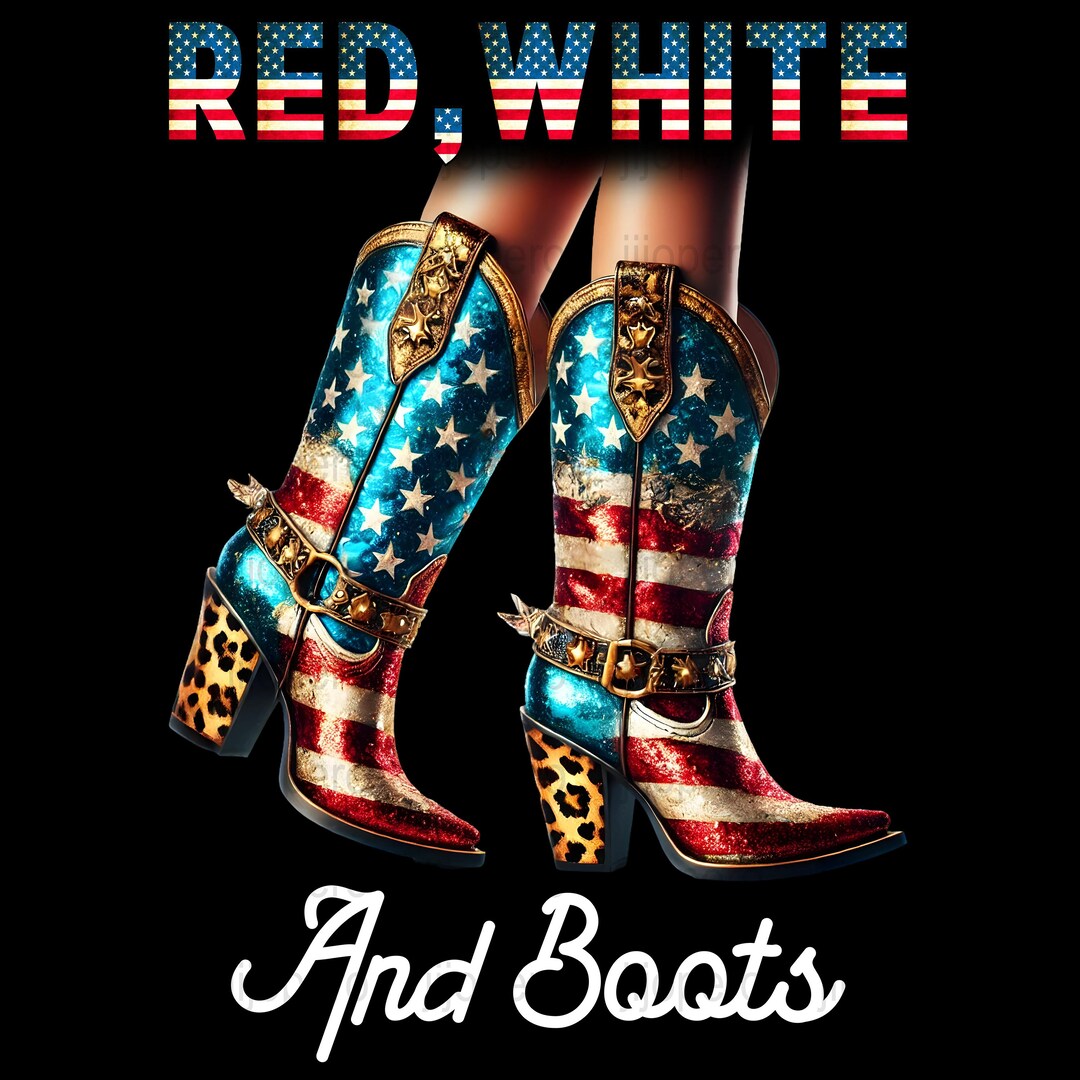 Patriotic Cowboy Boots PNG, American Flag Style, Red White and Boots ...