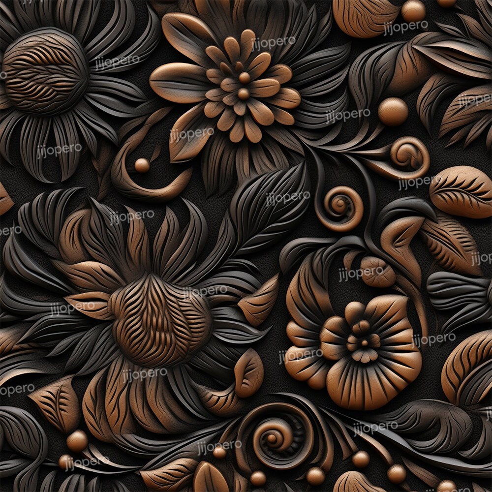 Western Tooled Leather Floral Pattern Jpg Digital Download Seamless ...