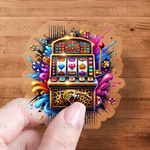 Colorful Casino Slot Machine Digital Art PNG, Vibrant Gambling Game ...