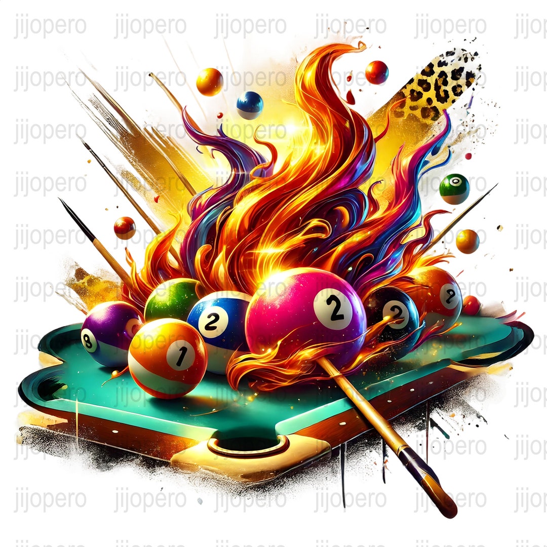 Pool Billiard Art Print, Colorful Billiards Splash, Pool Balls Digital ...
