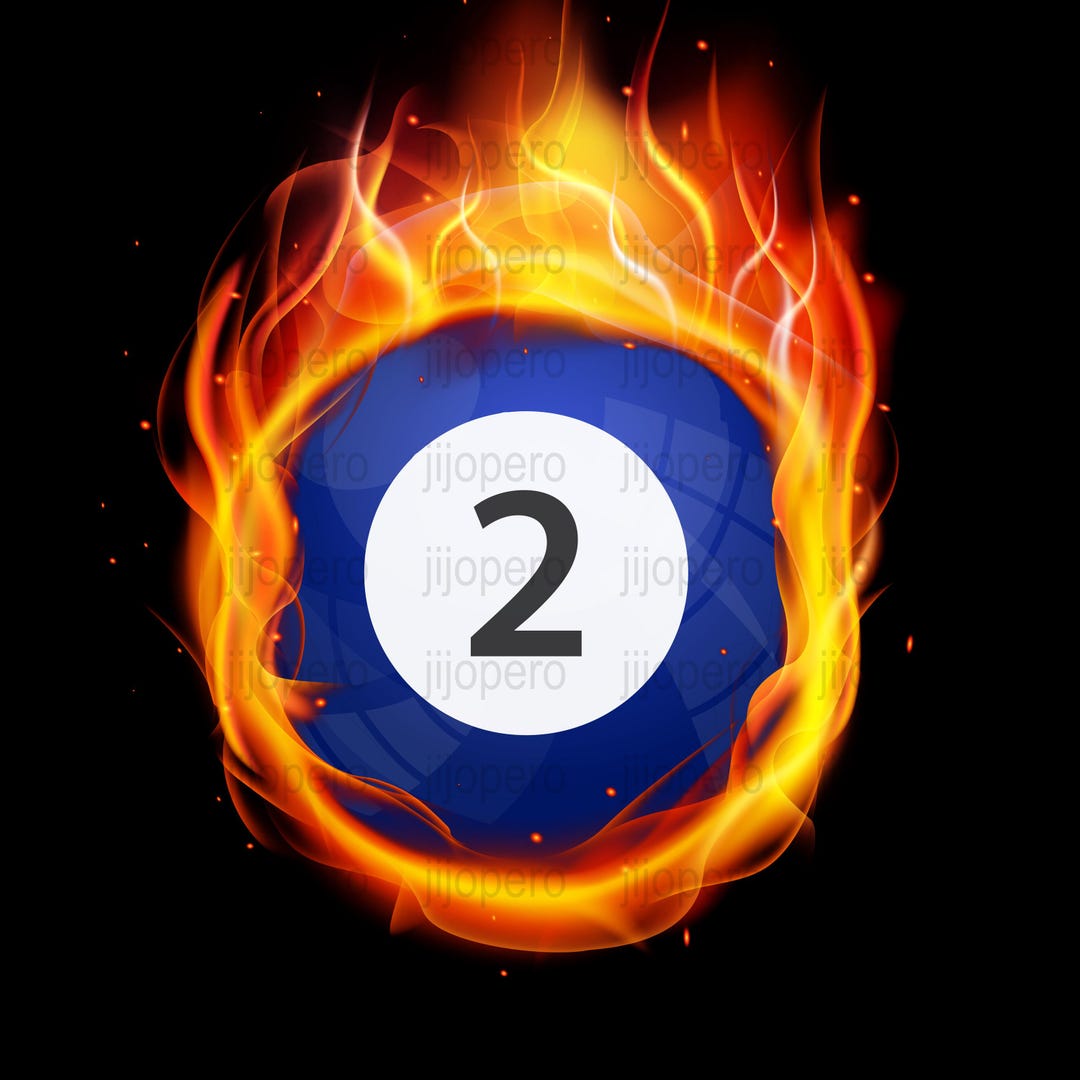 Pool Billiard Ball Png, Blue Number 2 Ball With Flames, Digital ...