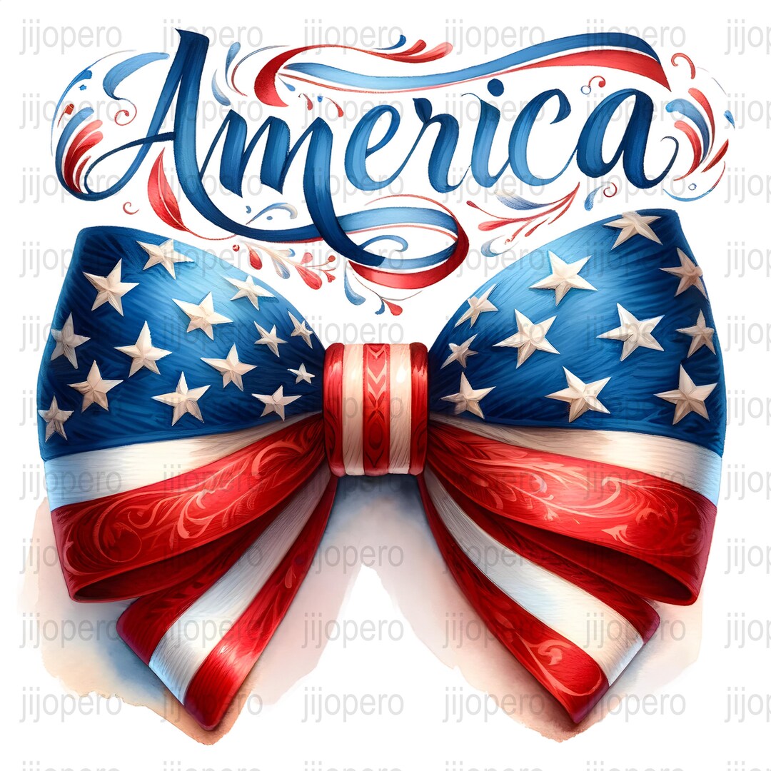 Patriotic America Bow Tie Digital Art PNG, 4th of July Clipart, USA ...