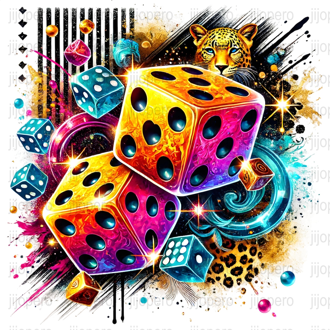 Colorful Dice Art PNG, Digital Download, Leopard and Abstract Graphics ...