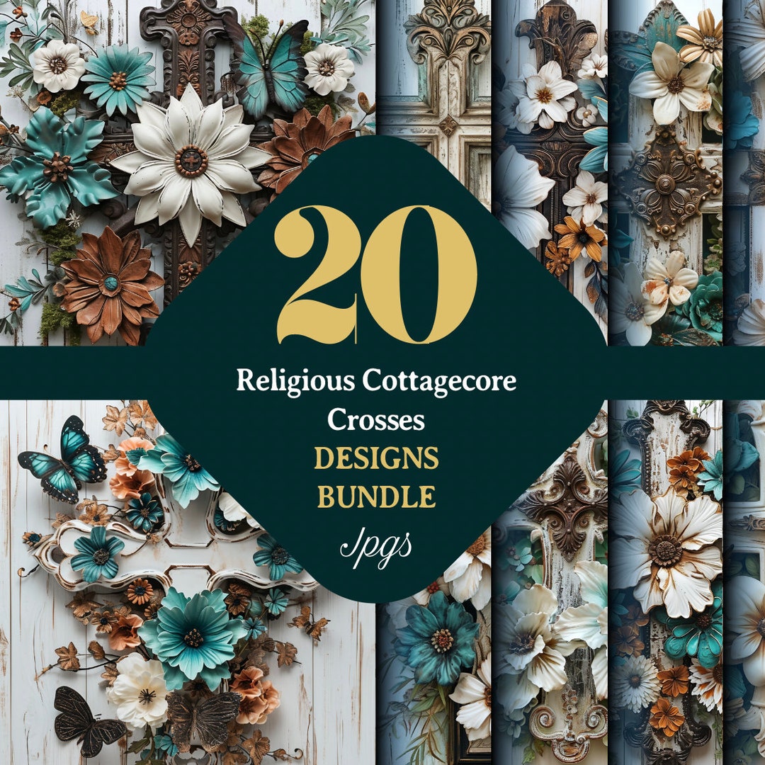 Rustic Floral Cross Wall Art, Digital Print, Vintage Inspired Home ...