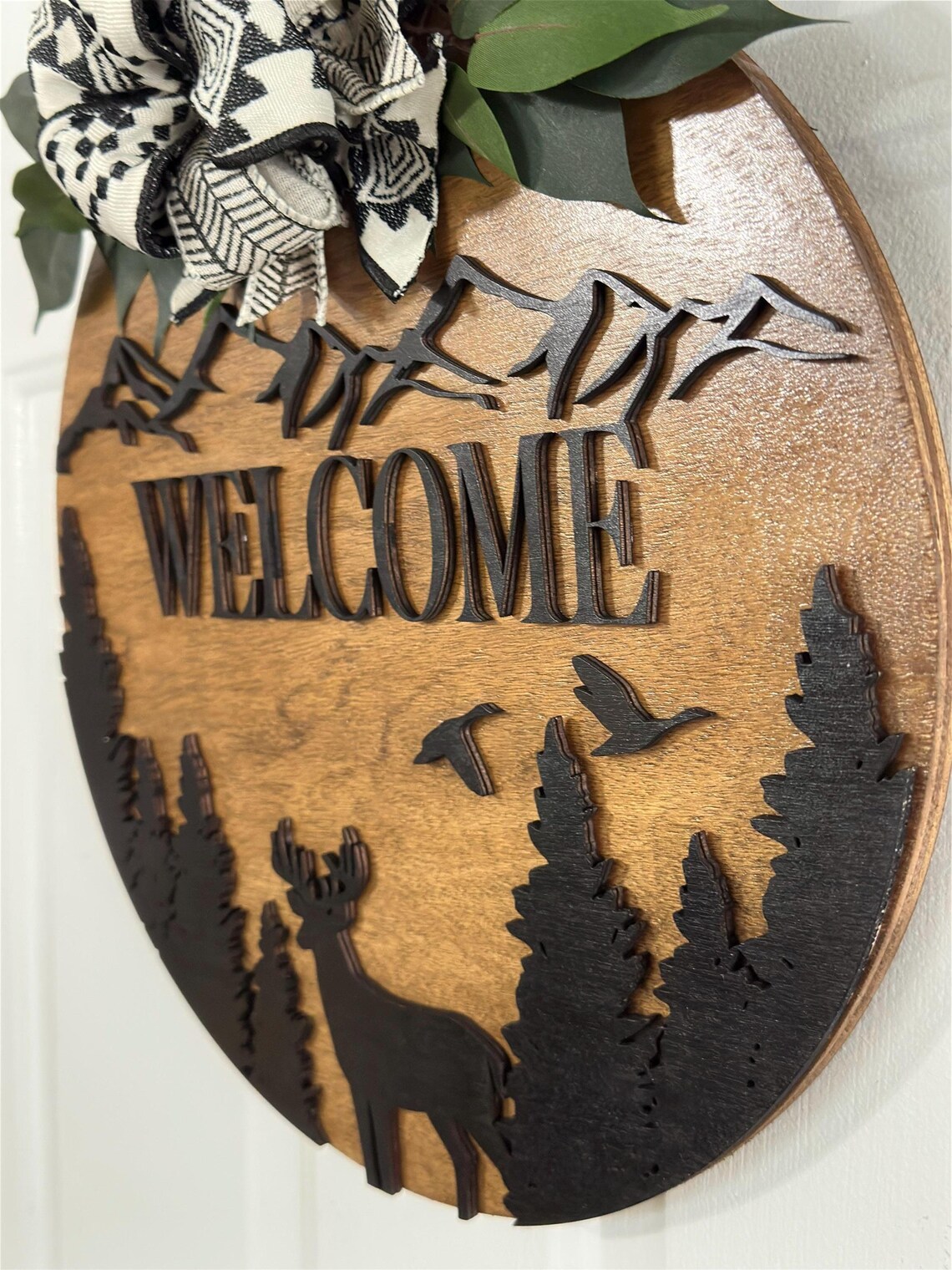 Front Door Decor, Deer, Mountain Scenic, Cabin, Hunting, Layered Door ...