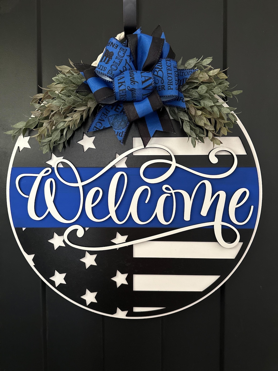 Welcome Police, Back the Blue Sign, Front Door Decor - Etsy