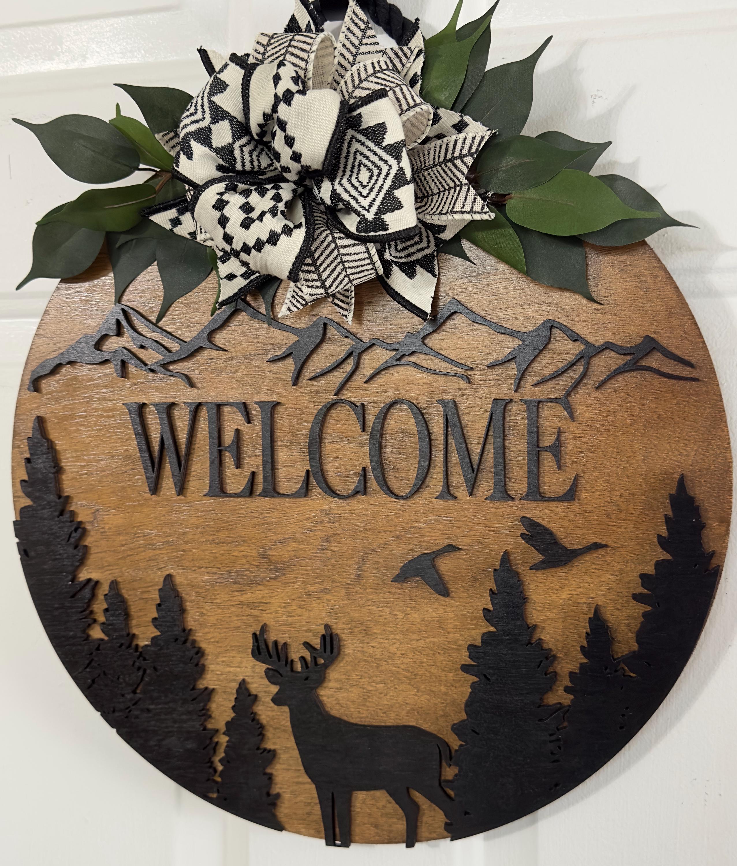 Front Door Decor, Deer, Mountain Scenic, Cabin, Hunting, Layered Door ...