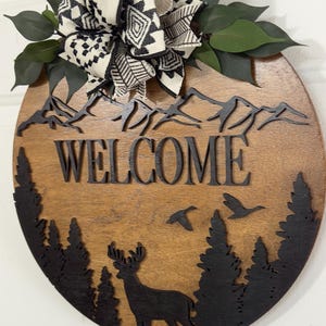 Front Door Decor, Deer, Mountain Scenic, Cabin, Hunting, Layered Door ...