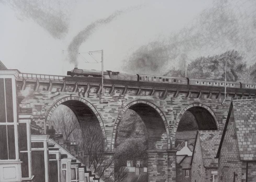Original Graphite Pencil Drawing of Durham Viaduct in Graphite Pencil ...