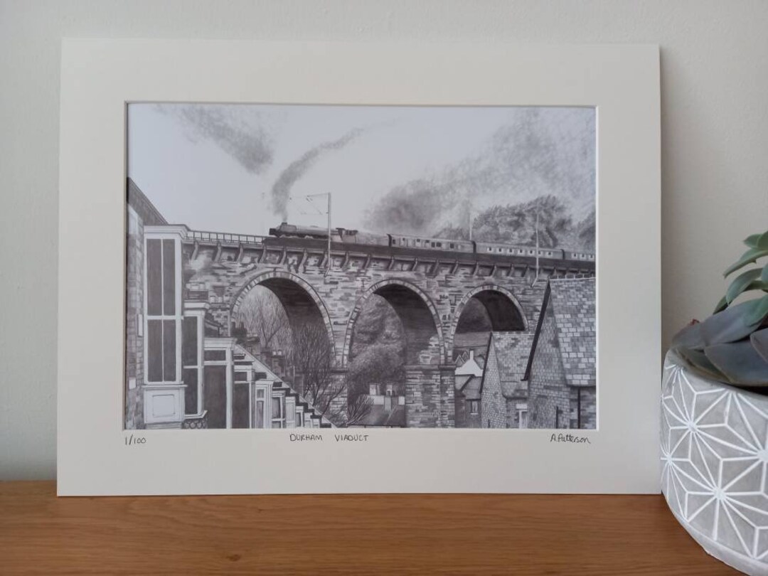 Signed, Limited Edition Print of Durham Viaduct Drawing - Etsy UK