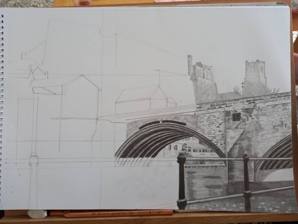 Original Graphite Pencil Drawing of Durham City in Graphite Pencil ...