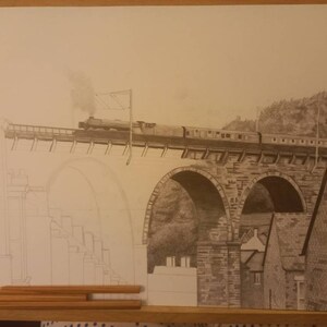 Original Graphite Pencil Drawing of Durham Viaduct in Graphite Pencil ...