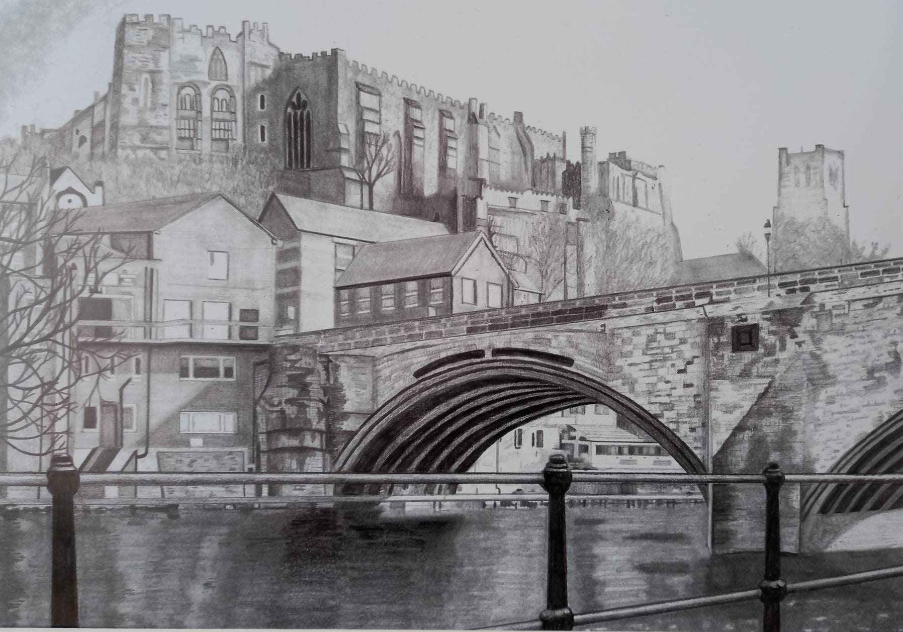 Original Graphite Pencil Drawing of Durham City in Graphite Pencil ...