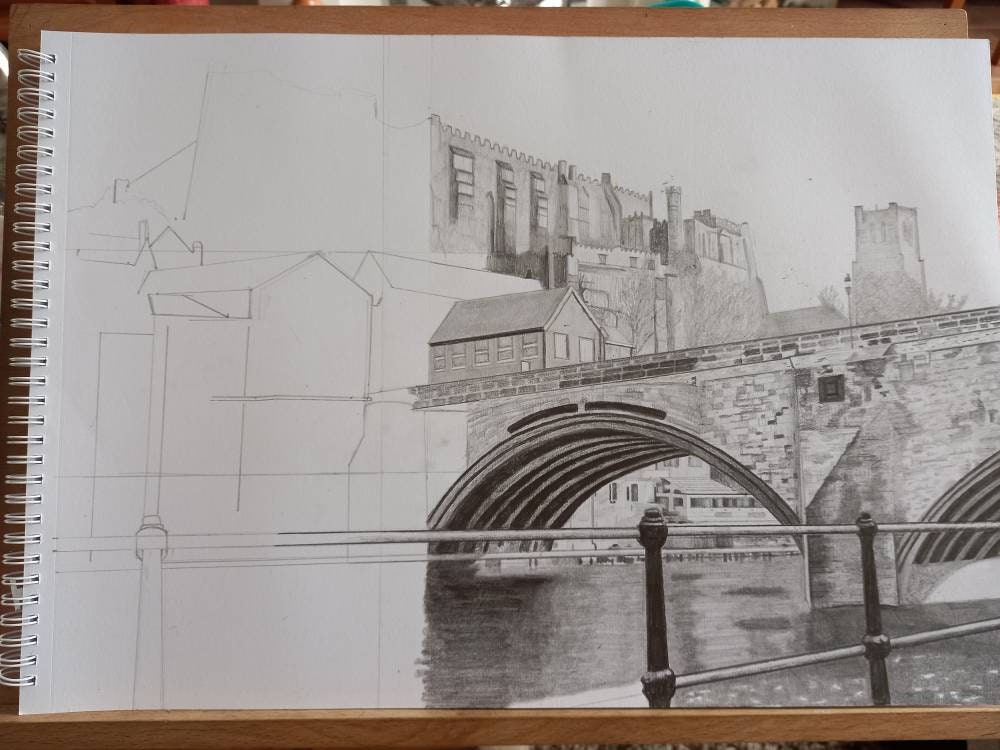 Original Graphite Pencil Drawing of Durham City in Graphite Pencil ...